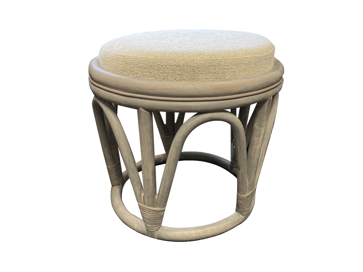 Round Grey Footstool — Premier Cane Furniture
